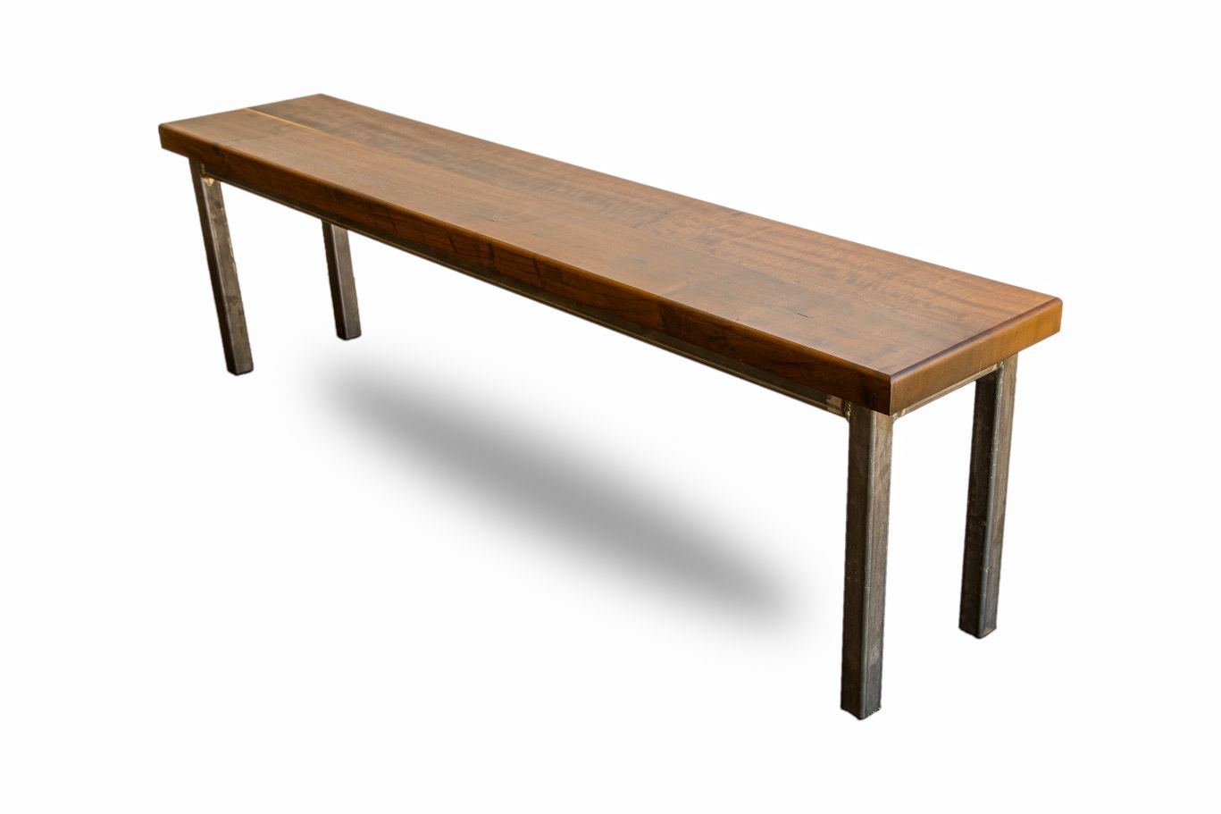 Buy Hand Crafted Modern Dining Bench With Raw Steel Base, made to order ...