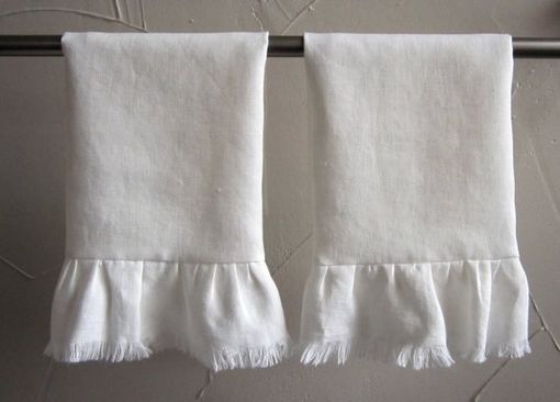 Custom Ruffled Linen And Cotton Hand Towels With Frayed Edges by ...