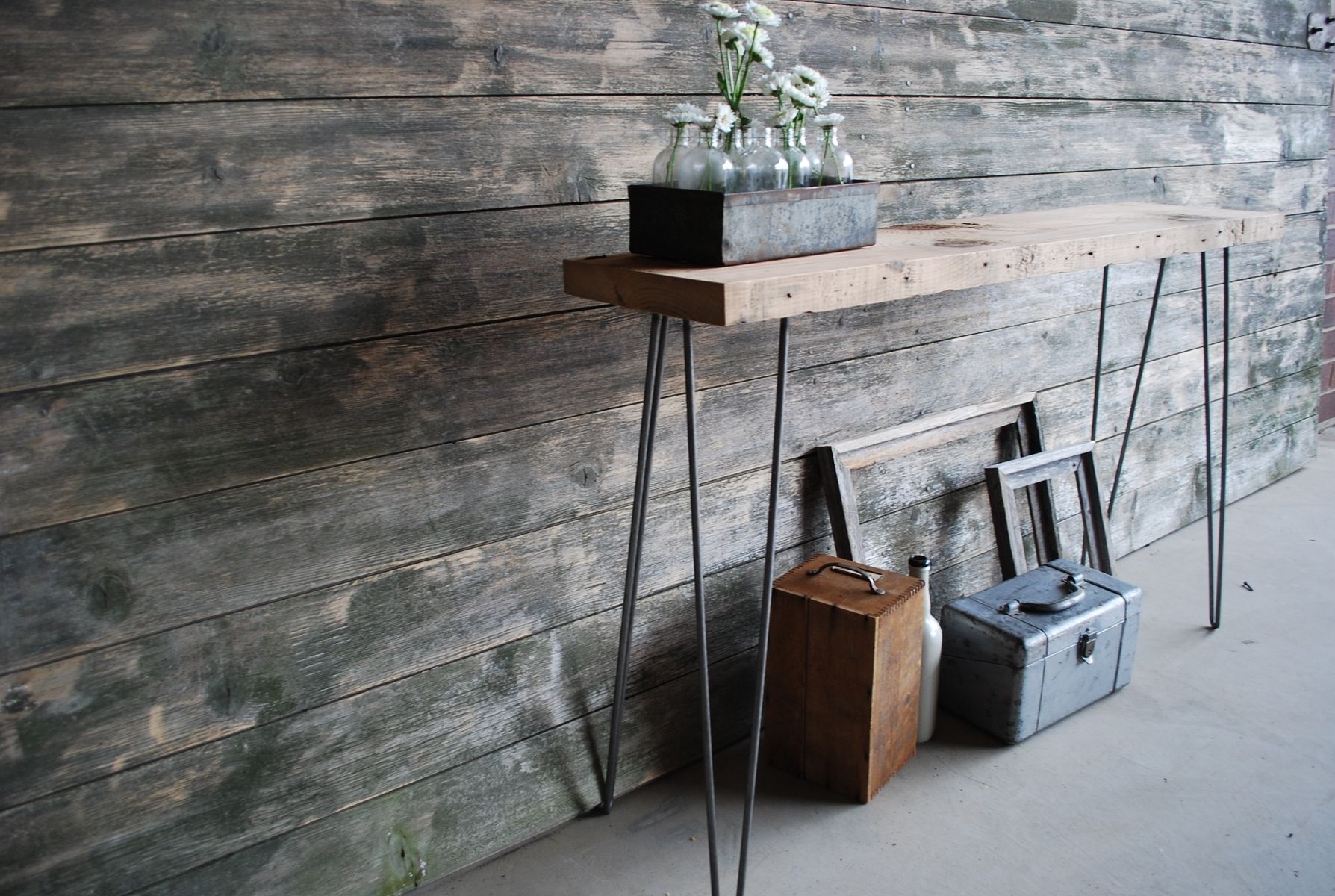 Buy a Custom Reclaimed Wood Mid Century Modern Console Table, made to ...