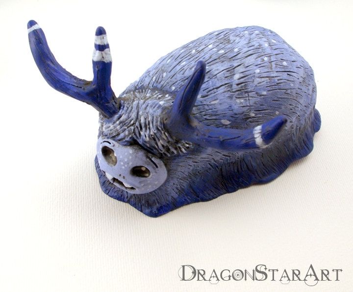 Handmade Blue Monster Clay Art Object Polymer Clay With Antlers by ...