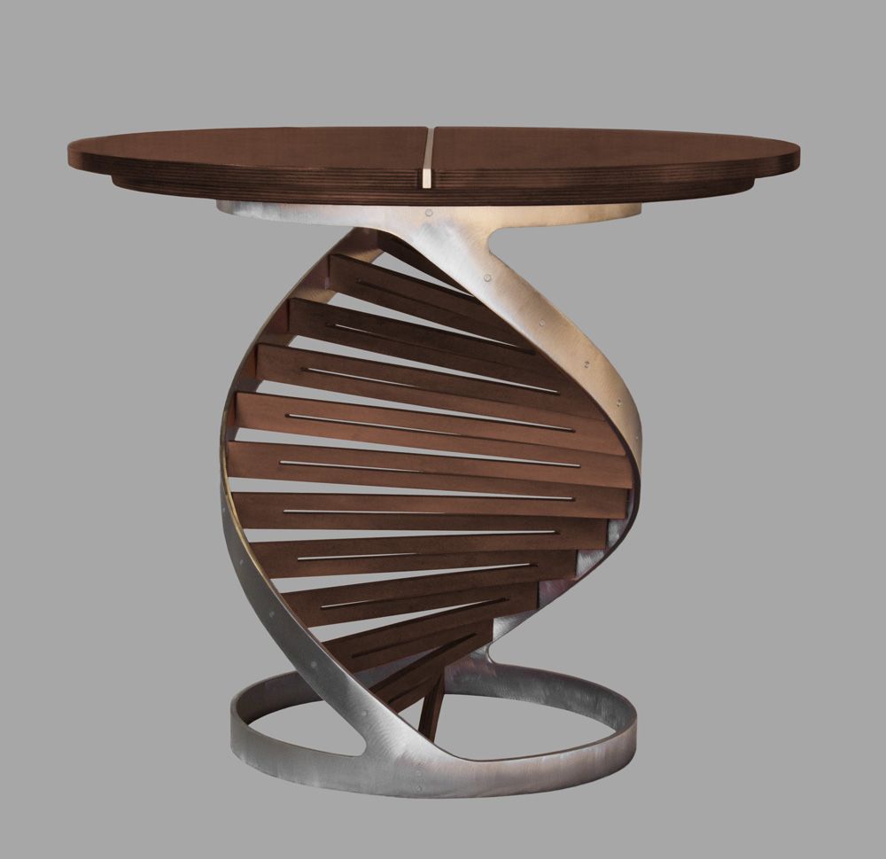 Hand Crafted "Helix" Table, Steel And Wood by Randy Weersing Furniture ...