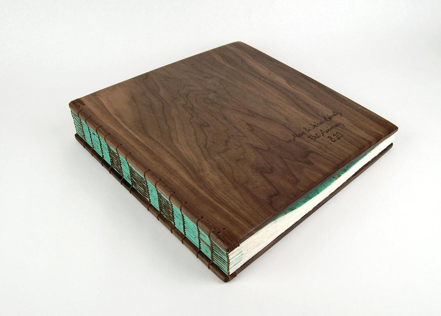 Hand Crafted Custom Anniversary Photo Album Unique Wood Book In Black ...