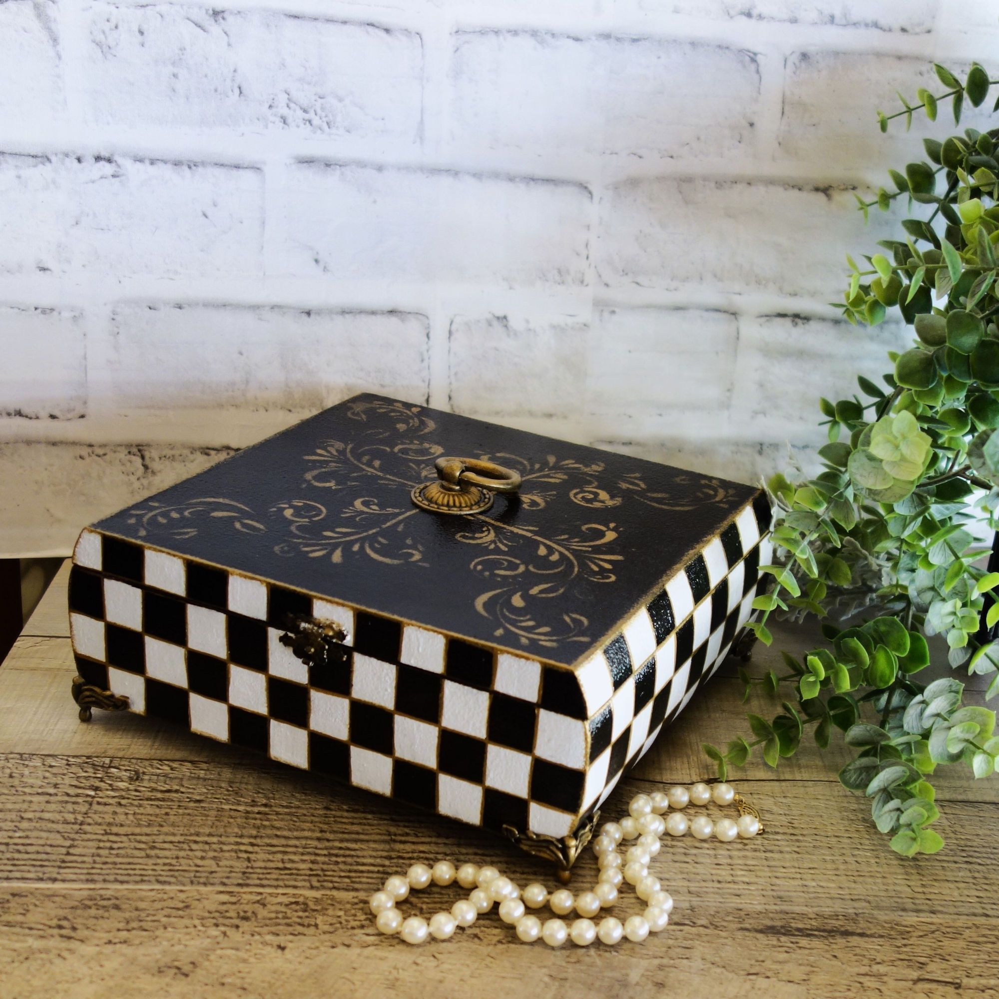 Buy Handmade Black White Checked Decorative Box Checkerboard Decor ...