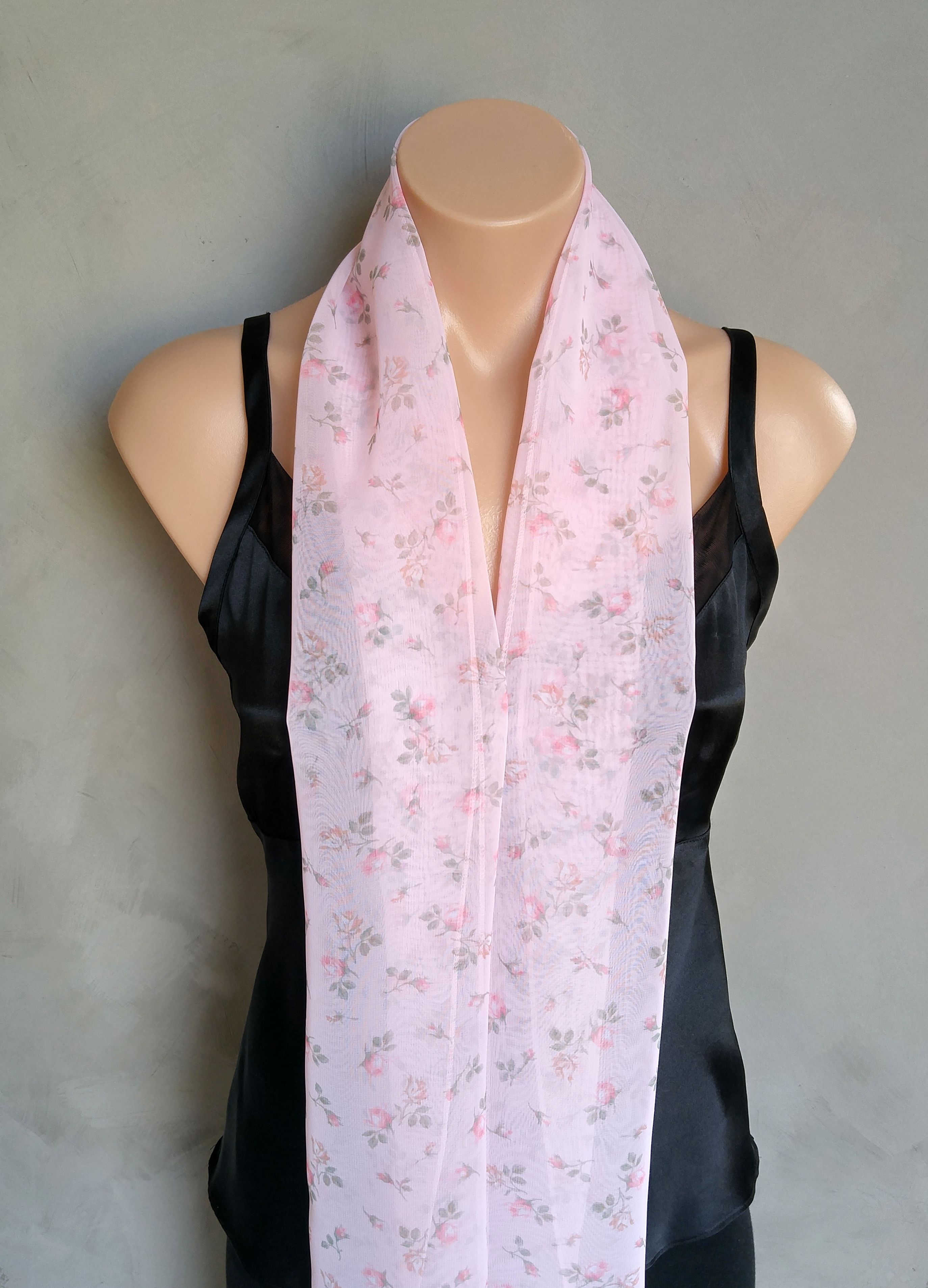 Buy Custom Floral Pink Chiffon Scarf, made to order from All Seasons ...