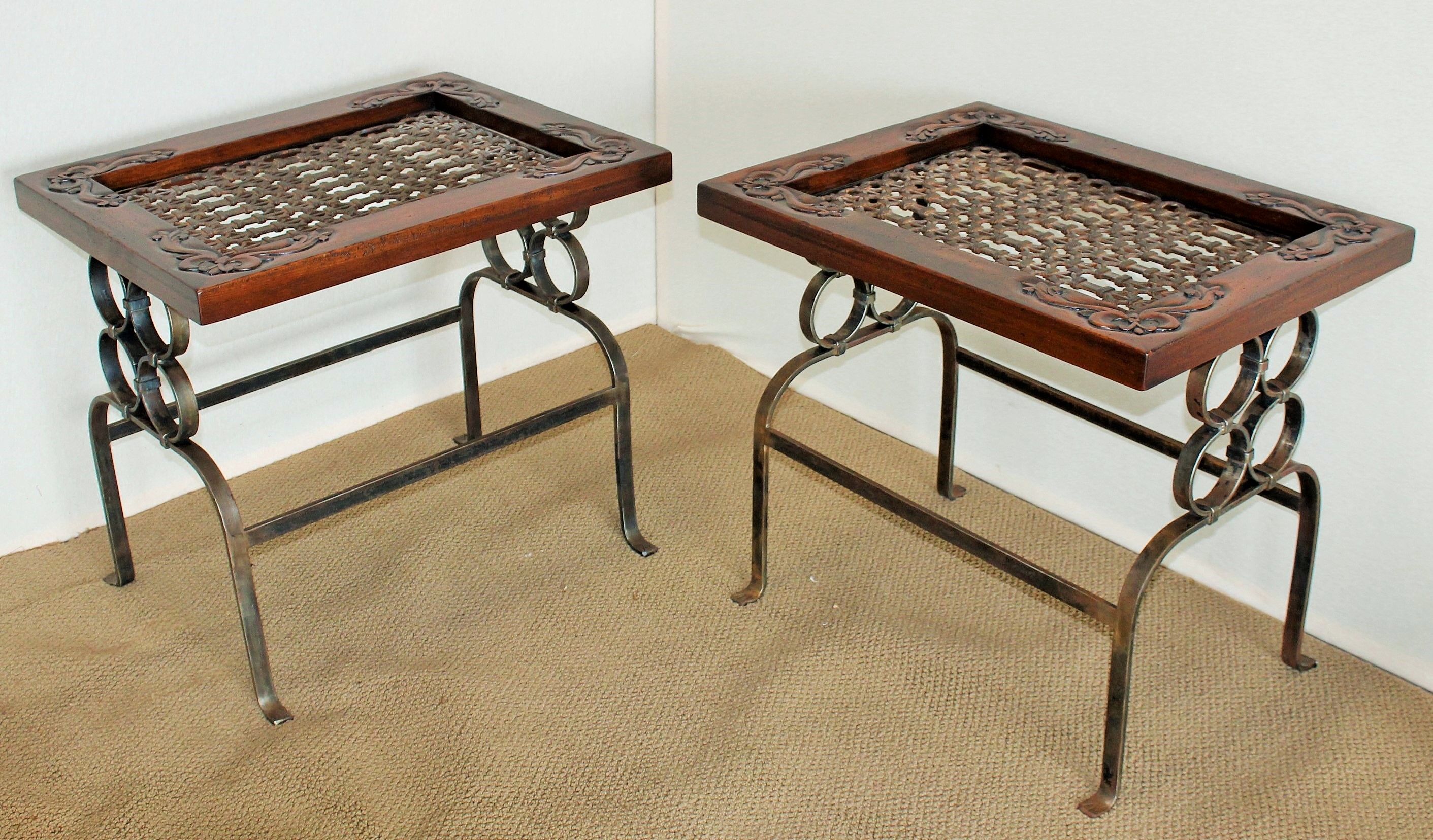 Handmade Antique Wrought Iron Wood And Iron End Table By Lone Tree
