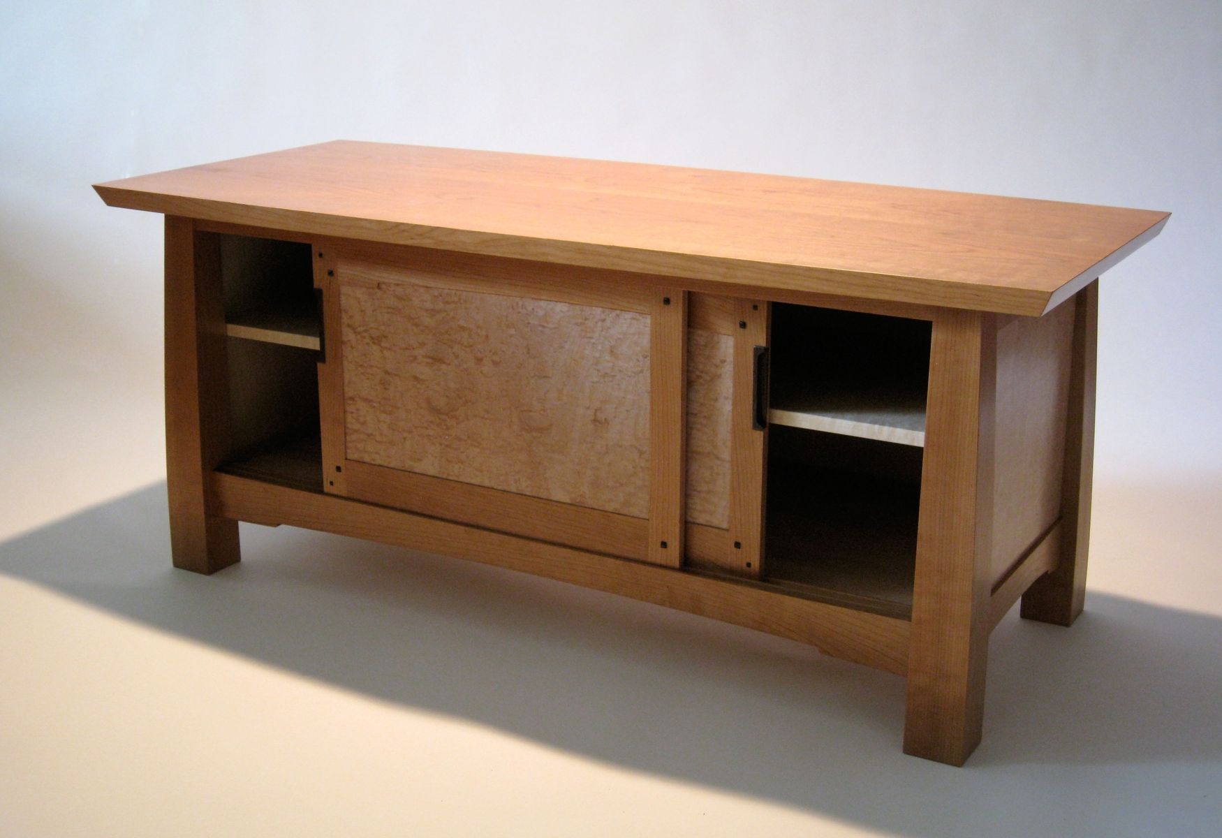 Hand Crafted Cherry And Quilted Maple Shoe Bench by Dogwood Design ...