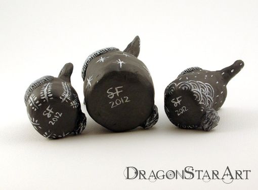 Handmade Cute Clay Bunny Figurines Grey Paperclay Set Of Three by ...