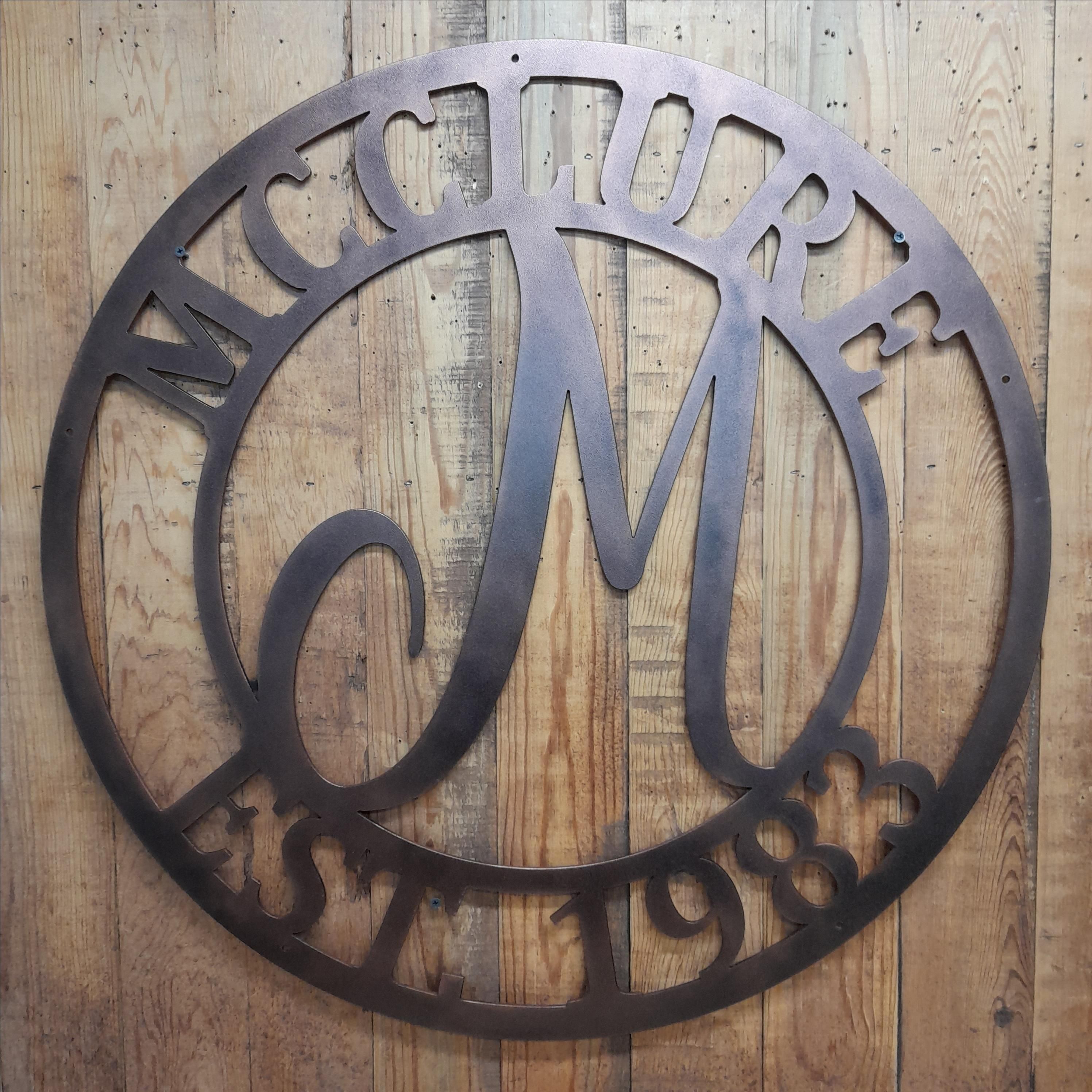 Buy Hand Made Name Established Monogram Sign, made to order from Juno ...