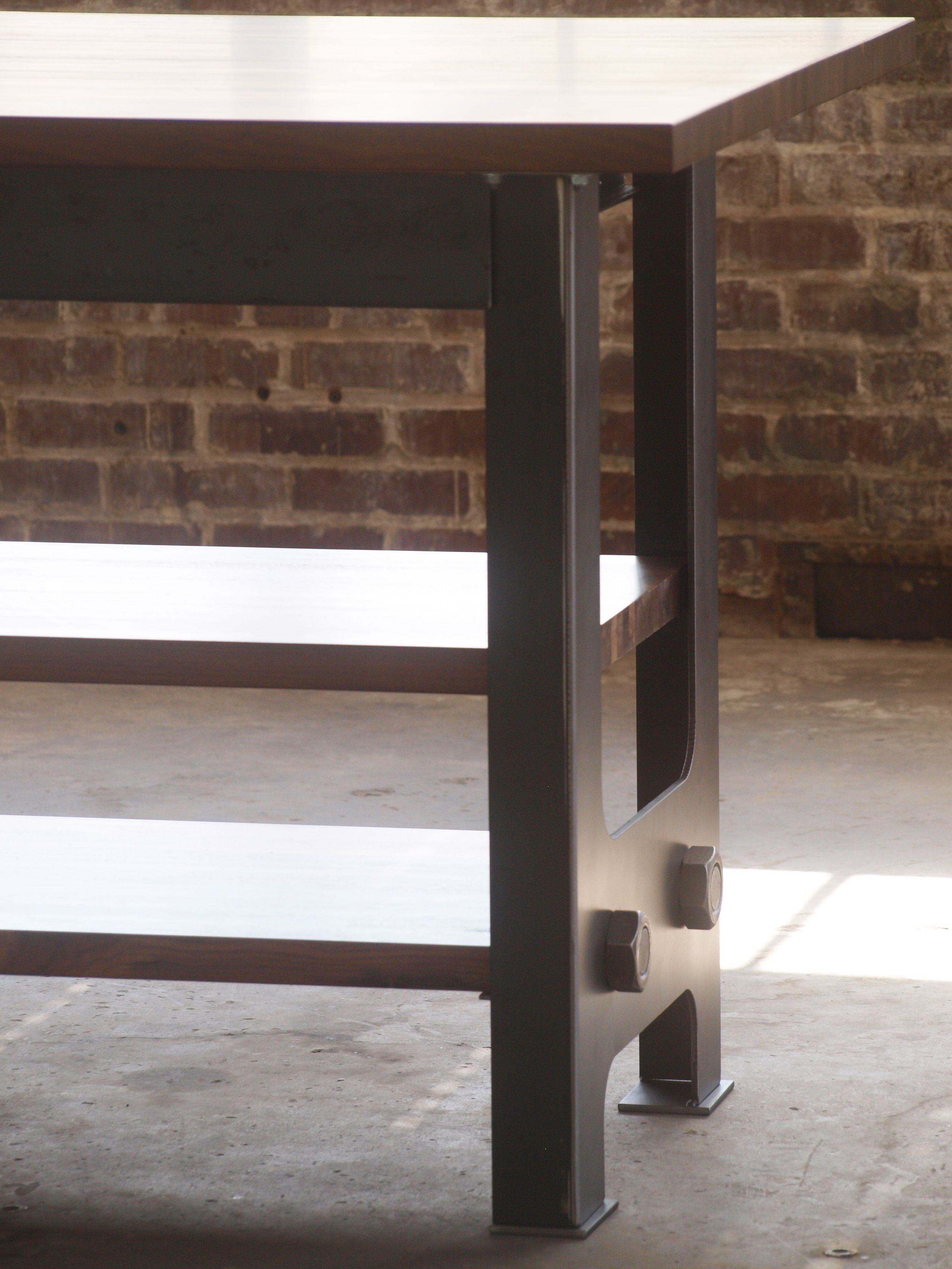 Hand Made H Frame Walnut Kitchen Table With Drawers by Camposironworks ...