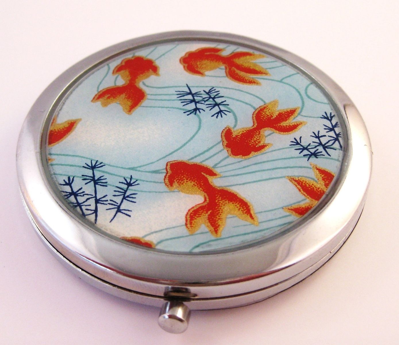 Hand Crafted Double-Sided Compact Mirror With Japanese Koi Design by ...